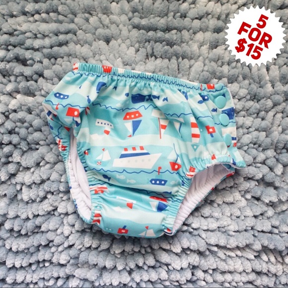 Diapers Size 6 Green Sprouts Boys' Swim Trunks With Built-in Reusable ...